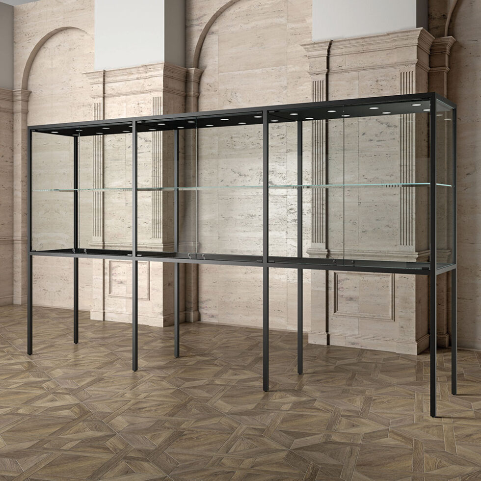 Museums-Vitrine MU/120F (Modular) – schwarz - Raumbauer.ch